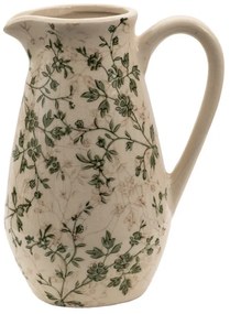 Keramický dekorační džbán se zelenými květy Ganni green S - 16*12*22 cm