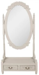 Béžovo-šedé antik veliké zrcadlo se šuplíky Hyggia Brocante - 85*30*180cm