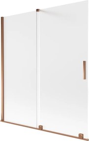 Mexen Velar, 2-křídlová posuvná vanová zástěna 150 x 150 cm, 8mm sklo námraza, růžové zlato, 896-150-000-31-60