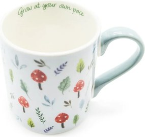 Porcelánový hrnek Houbičky, 280 ml – s motivem hub a nápisem Grow at your own pace
