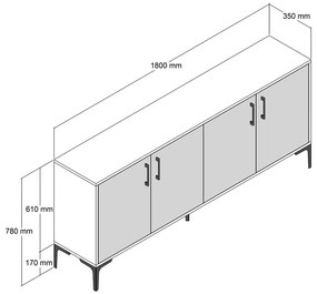 Designová komoda Harsha 180 cm vzor mramor