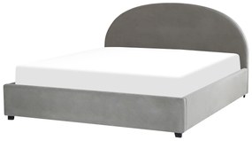 Sametová postel s úložným prostorem 180 x 200 cm šedá VAUCLUSE Beliani