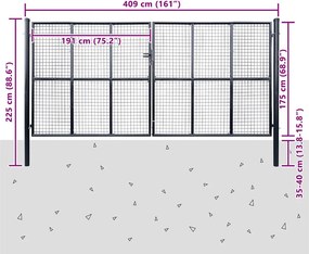 Pletivá zahradní branka pozinkovaná ocel 400 x 200 cm šedá 143379