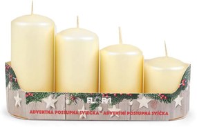 Adventní svíčky sestupné - 3 krémová světlá perleť