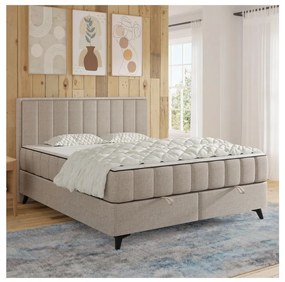 Čalouněná postel s matracemi a topp. s úlož. prostorem ALICIA 160x200 cm béžová