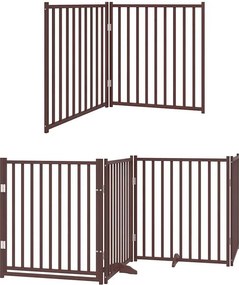 Zábrana pro psy s dvířky skládací 12 panelů hnědá 960 cm topol 3155752