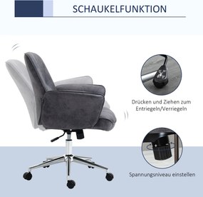 Kancelářská židle Vinsetto XXL, ergonomická kancelářská židle s houpací funkcí, výškově nastavitelná, max. nosnost 120 kg, šedá