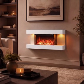 Costway Třístranný elektrický krb 81 cm s LED, bílý
