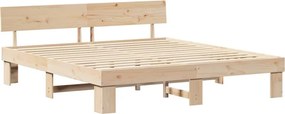 Rám postele s čelo Hnědá 200 x 200 cm Masivní borové dřevo 3382289