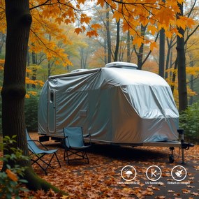Krycí plachta Wiltec – 5 × 4 m, šedá / zelená (65236)