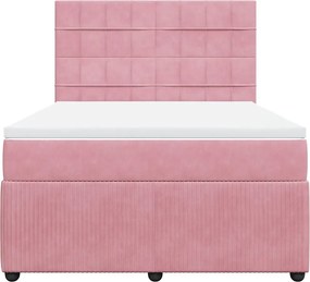Box spring postel s matrací růžová 140x200 cm samet 3292363