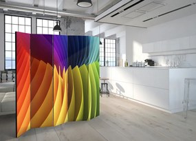 Pokojová zástěna Duha vlna II - barevné geometrické tvary v abstraktní vlně