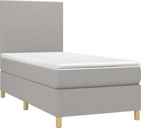 Box spring postel s matrací a LED světle šedá 80x200 cm textil 3135229