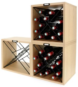 Regál na víno v dekoru buku v přírodní barvě na 12 lahví – Compactor