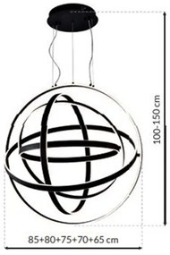 LED Lustr na lanku COPERNICUS 1xLED/260W/230V černá