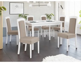 Rozkládací stůl se 6 židlemi - AL26, Barva dřeva: bílá-L, Potah: Kronos 22