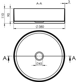 Sapho - Umyvadlo na desku AURUM pr. 38 cm broušený nerez