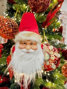 Závěsná dekorace hlava Santa s červenou čepicí - 10*9*28 cm