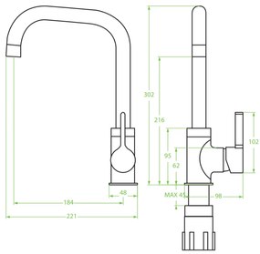 LAVEO LENA - Vysoká umývadlová/drezová batéria, chróm, BKU_065D