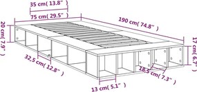 vidaXL Rám postele 75 x 190 cm kompozitní dřevo [3280531] Barva: kouřový dub