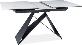 Jídelní rozkládací stůl Westin 120/160 cm keramika černý/bílý mramor