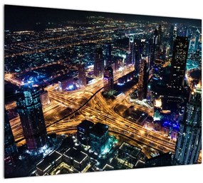 Skleněný obraz nočního města (70x50 cm)