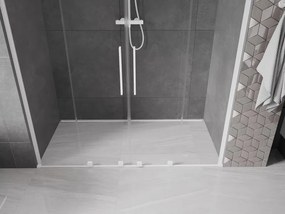 Mexen Velar L Duo, posuvné sprchové dveře do otvoru 170 cm, 8mm čiré sklo, bílá matná, 871-170-003-02-20
