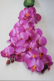 Fialová třístonková orchidej s listy 90cm