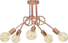 Moderní závěsná lampa Edison loft měď 5x60W