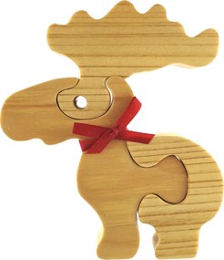 AMADEA Dřevěné puzzle sob, masivní dřevo dvou druhů dřevin, 16 cm