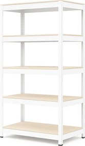 Regál 200x90x40 cm lakovaný 5-policový, nosnost 875 kg - bílý