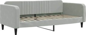 Válenda s přistýlkou a matracemi světle šedá 100x200 cm samet 3197094