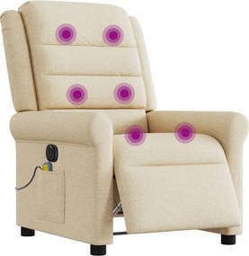 Elektrické masážní polohovací křeslo krémové textil 3303312
