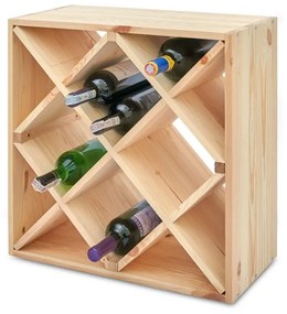 ČistéDřevo Dřevěný regál na víno plástev medu 52 x 52 x 25 cm - 1 ks