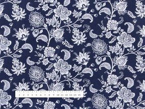 Biante Bavlněný povlak na polštář s lemem Sandra SA-263 Květinový vzor na modrém 45 x 45 cm