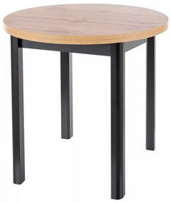 Jídelní stůl Adam - průměr 80 cm, dub artisan / černá