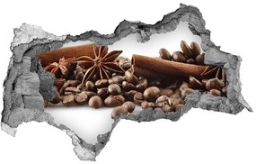 Wallmuralia Nálepka díra na zeď Zrnka kávy skořice 95x73 cm