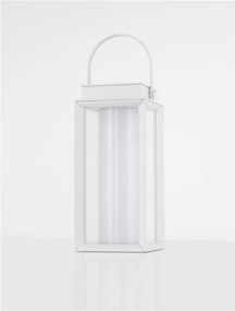 NV 9002861 Venkovní stolní lampa VERHAAL bílý hliník a čiré sklo LED 2W 3000K 3,7V 360st. IP54 solární / USB kabel / vypínač na těle - NOVA LUCE