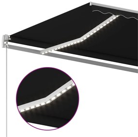 vidaXL Marketos Ručně zatahovací markýza s LED světlem 500 x 300 cm antracitová