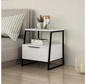 Asir | Noční stolek PAL 50x45 cm bílá/černá | AS0672