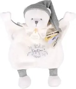 Doudou Dárková sada Plyšový muchláček medvídek s čepičkou šedý 25 cm /