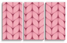 Sablio Obraz - 3-dílný Růžové pletení z vlny - 120x80 cm