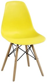 Jídelní židle MODENA II plast žlutý, masiv buk, kov černý lak