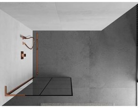 Mexen Kioto L, sprchová zástěna Walk-In 70 x 200 cm, 8mm čiré sklo černý vzor, ​​růžové zlato profil, 800-070-103-60-77