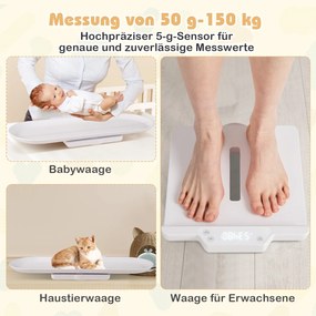 Costway Kojenecká váha Digtal váha pro zvířata v kojenecké váha s odnímatelným