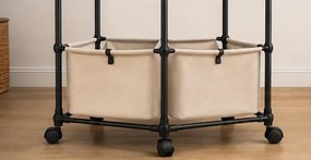 věšák, šestihranný, otočný, kolečka, kov/plast, 120x71x71 cm, černá, Dekorino TK20260013