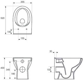 Cersanit Moduo CleanOn, stojící wc mísa + antibakteriální toaletní sedátko z duroplastu, SET A39, bílá, S701-267