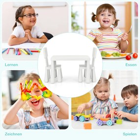 Costway 3 PCS. Kindersitzgruppe Kindertisch mit 2 Stühlen Kindermöbel aus – bílý