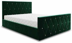 Manželská postel 160 cm Illa (tmavě zelená) (s roštem a úložným prostorem). 1046991