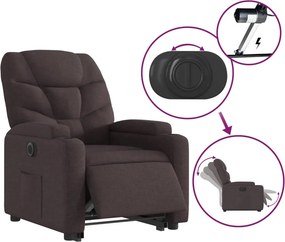 Elektrické zvedací polohovací křeslo tmavě hnědé textil 3204625